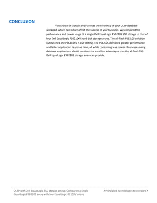 OLTP with Dell EqualLogic SSD storage arrays: Comparing a single ...