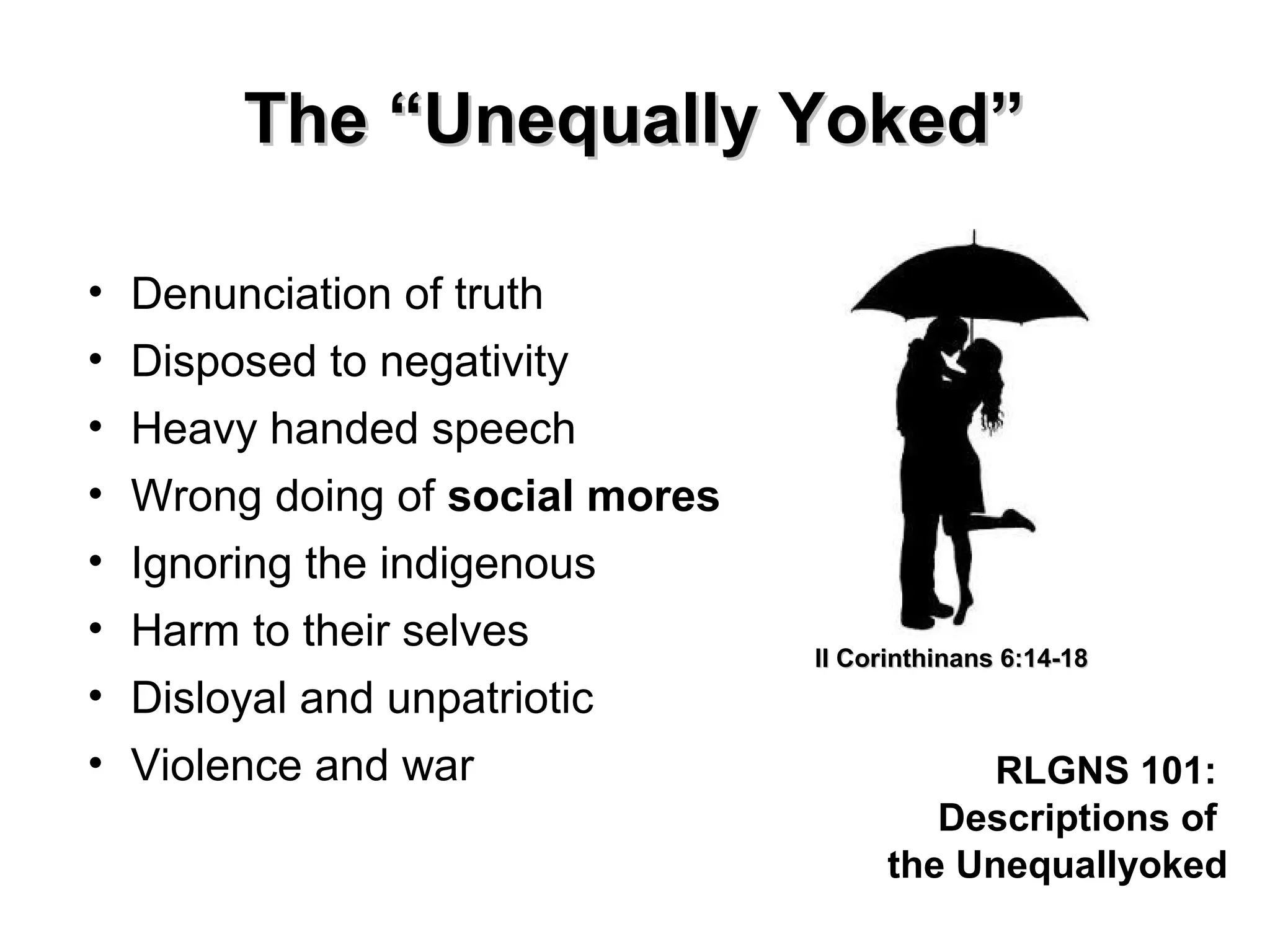 Equally yoked - Religious - Doctrinal - Biblical - Moral | PPT