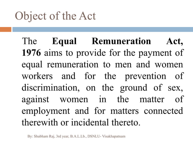 Equal Remuneration Act, 1976 | PPT