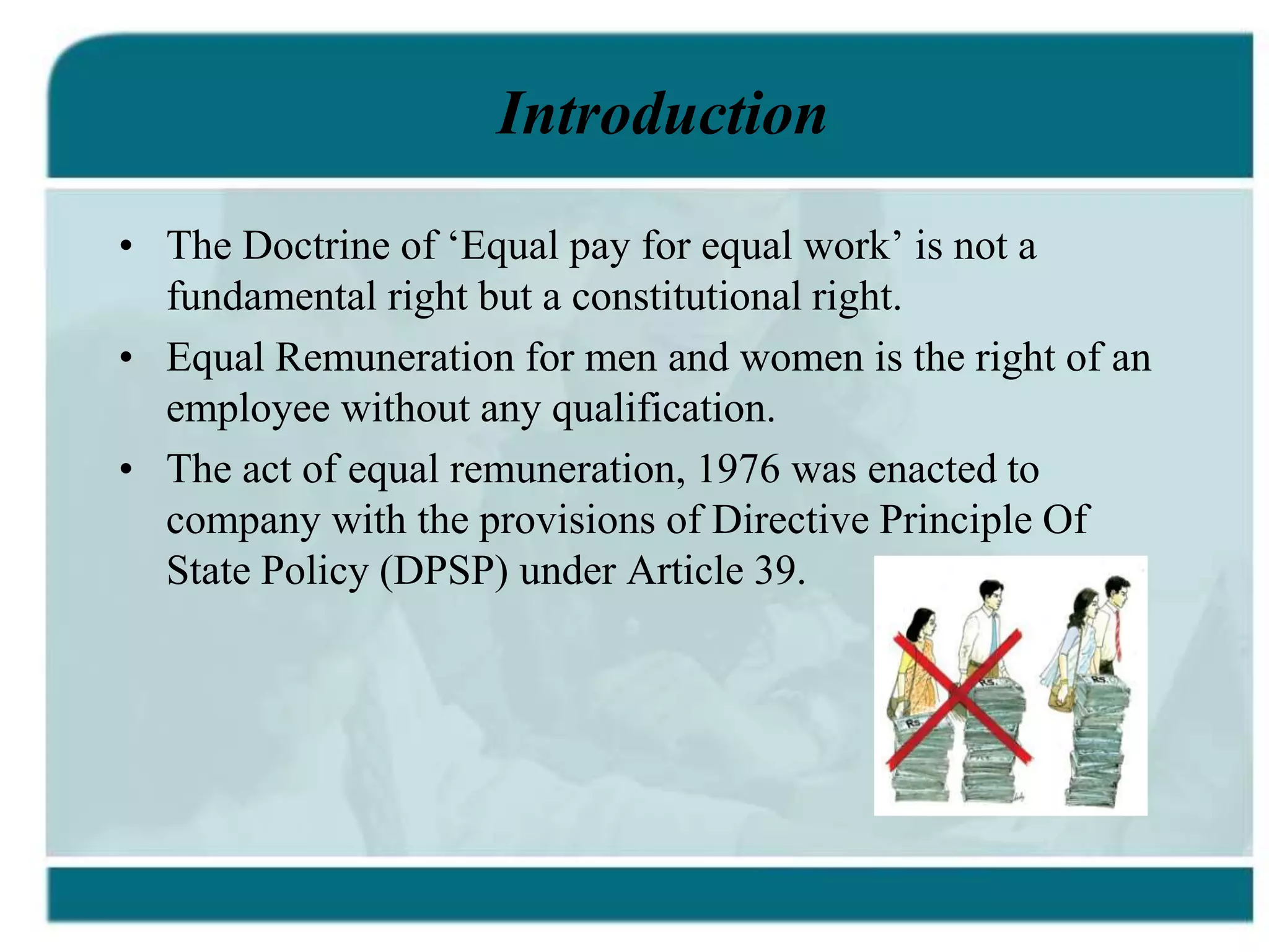 Equal remuneration act,1976 | PPTX