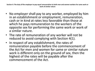 Equal remuneration act 1976 | PPTX