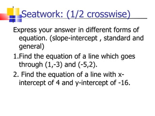 Equation Of A Line | PPT