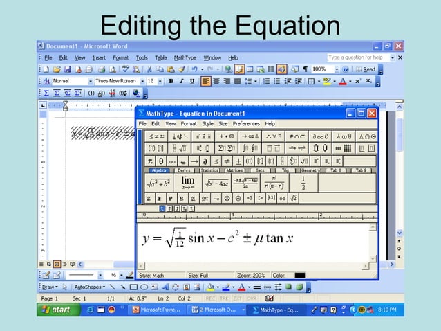 Use of MathType software with MSWord | PPT | Computing | Technology ...