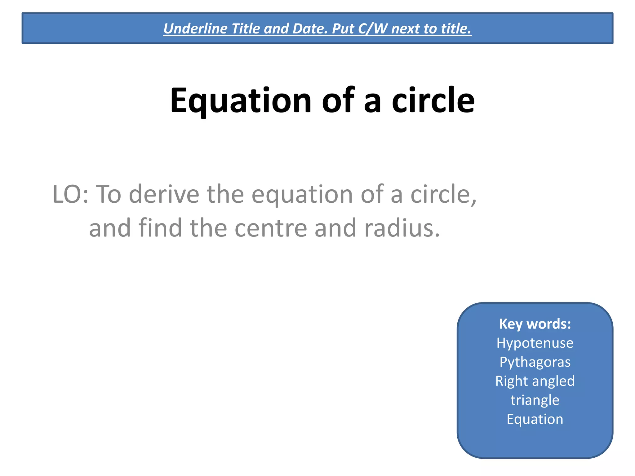 Equation of a circle | PPTX | Physics | Science