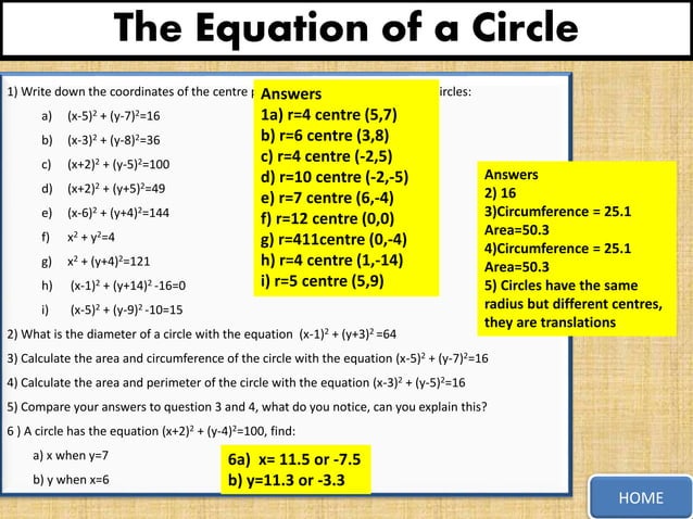 Equation of a circle