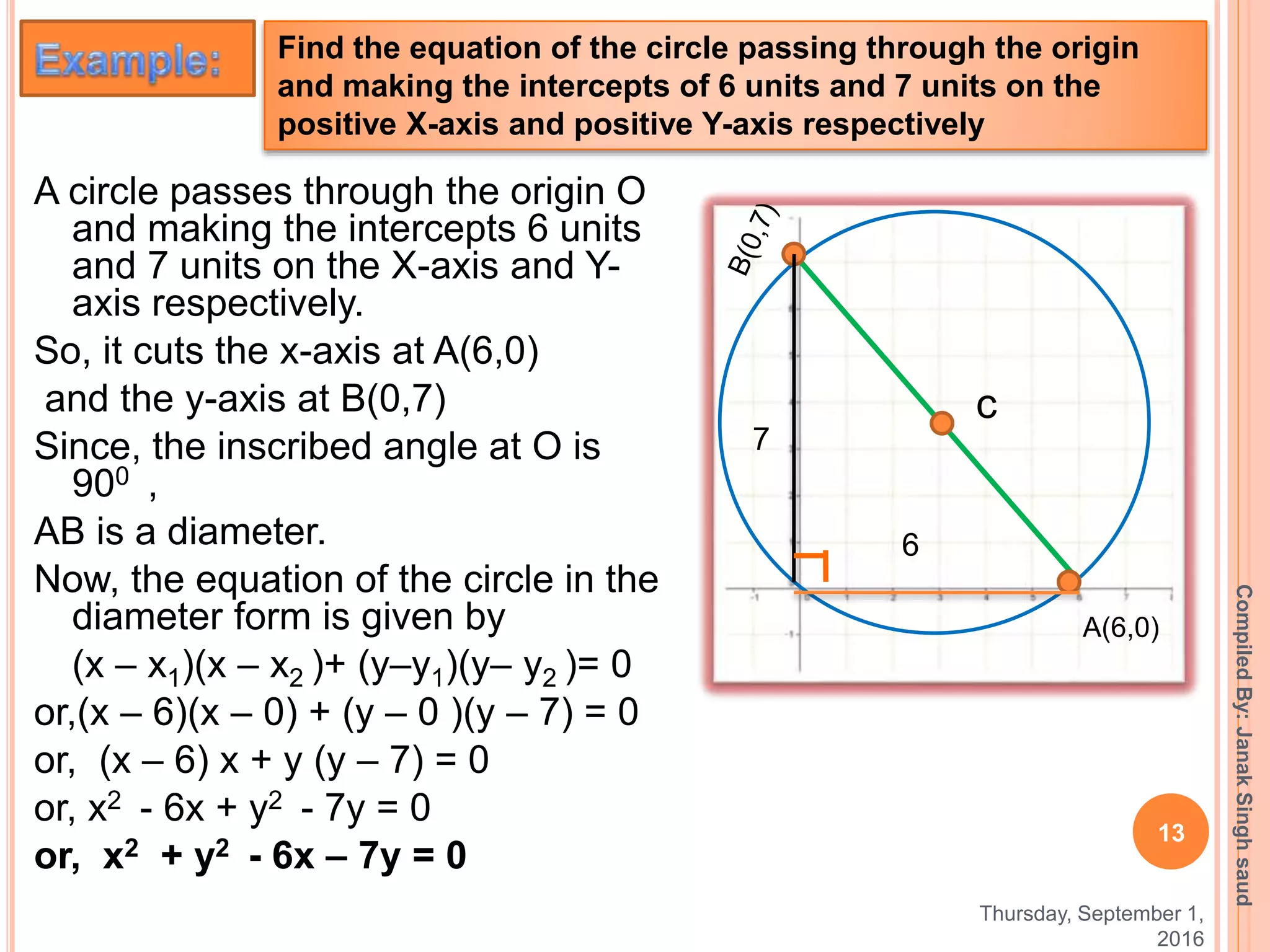 Equation of a circle on some special cases | PPSX