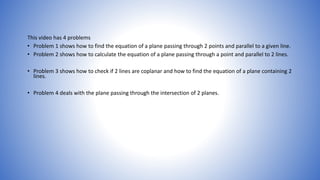 GRADE 12 MATHS: EQUATION OF PLANES IN 3 D | PPTX | Physics | Science