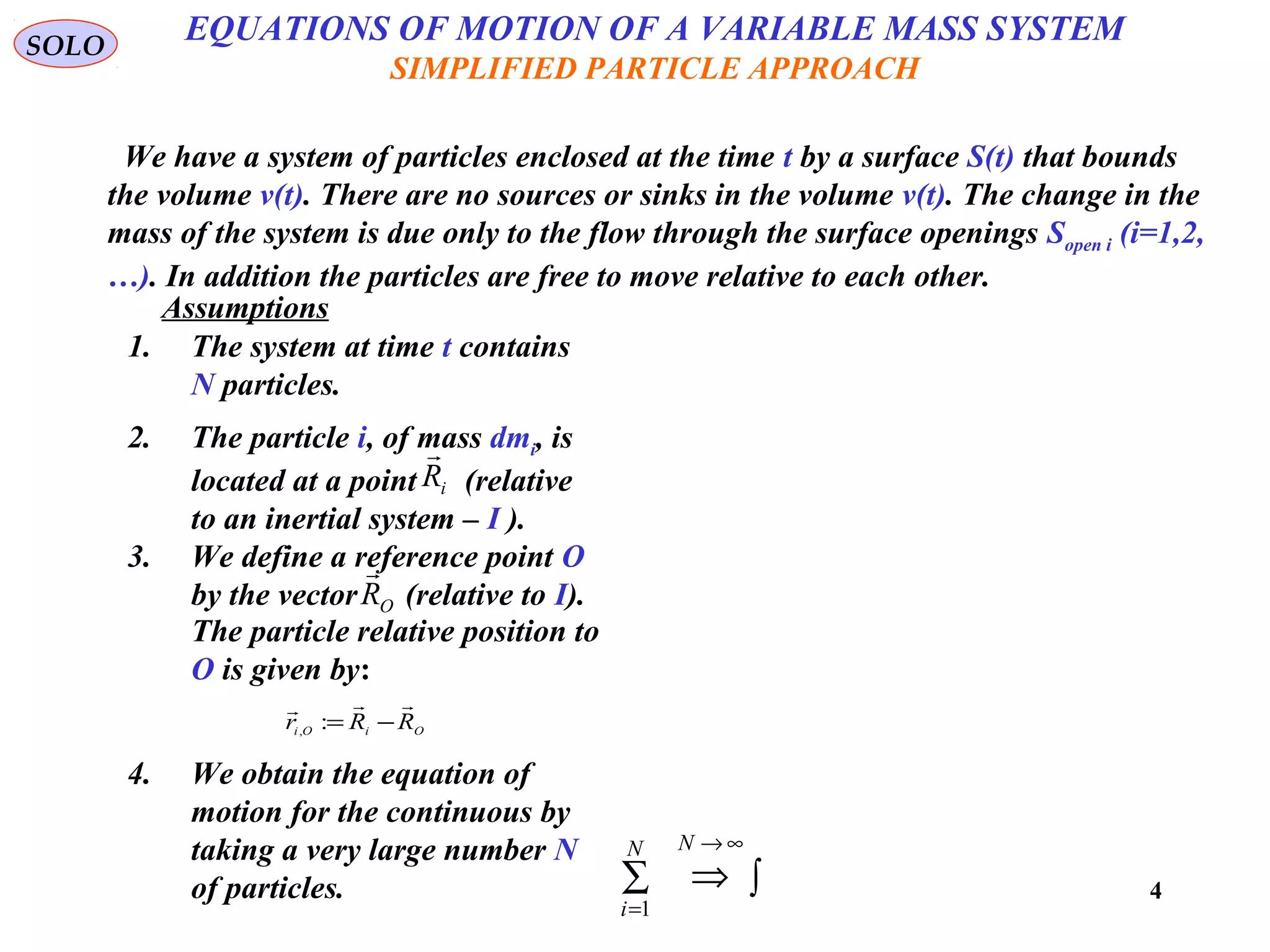 Equation of motion of a variable mass system1 | PPT