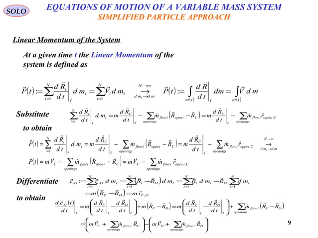 Equation of motion of a variable mass system1