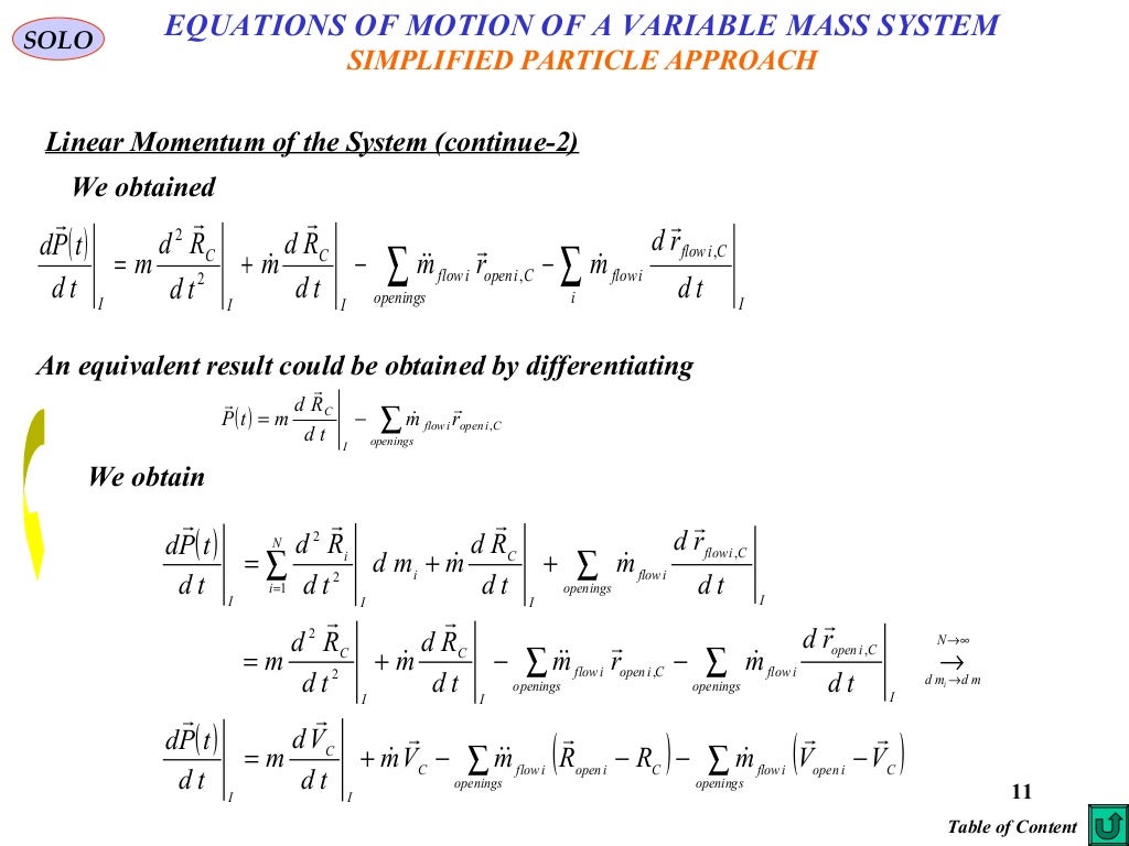 Equation of motion of a variable mass system1
