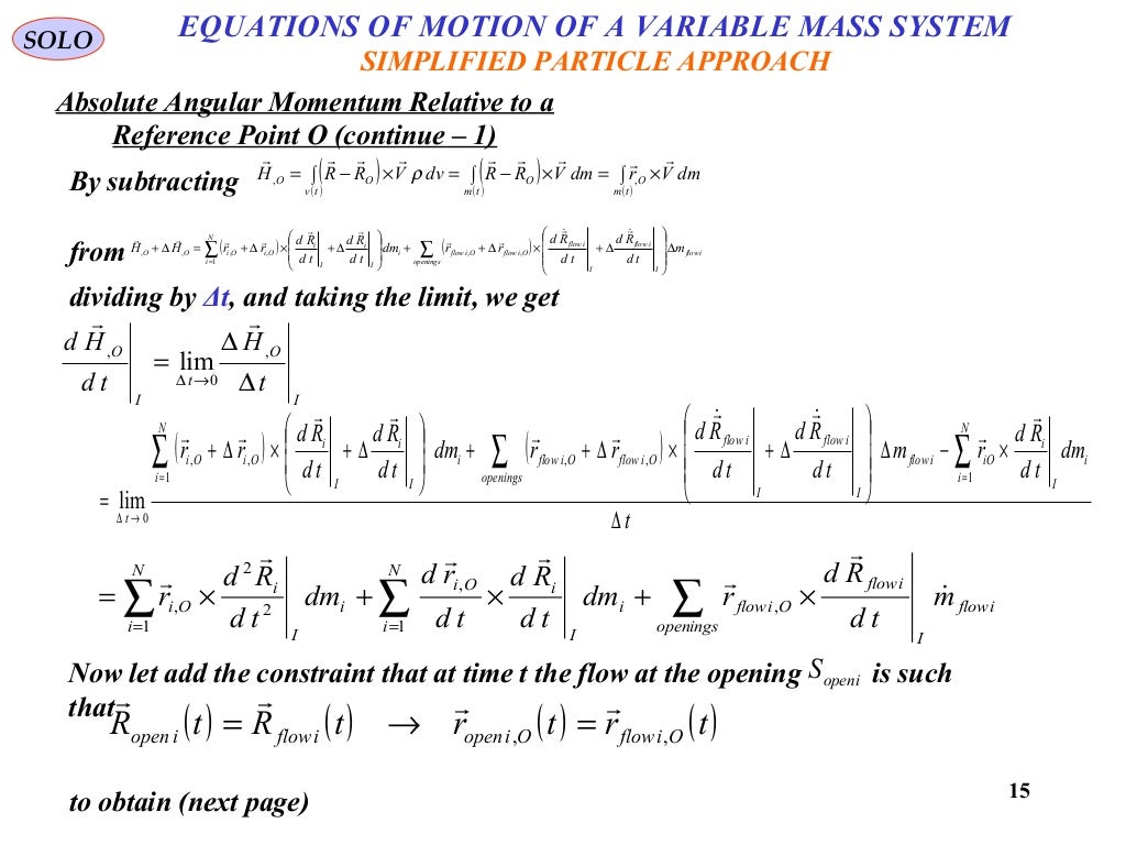 Equation of motion of a variable mass system1