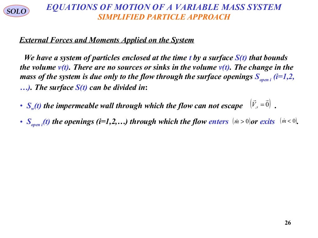 Equation of motion of a variable mass system1