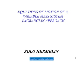 Equation of motion of a variable mass system3 | PPT