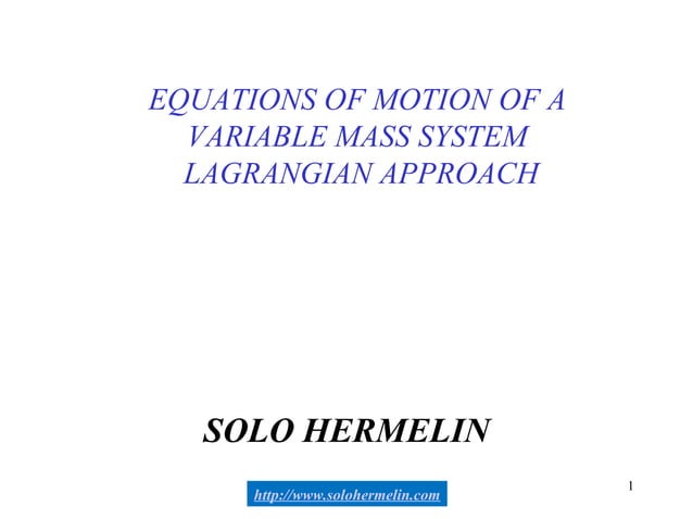 Equation of motion of a variable mass system3 | PPT | Physics | Science