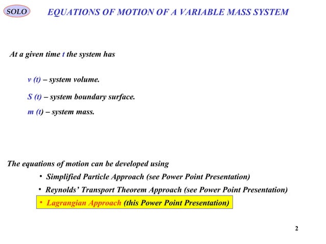 Equation of motion of a variable mass system3 | PPT | Physics | Science