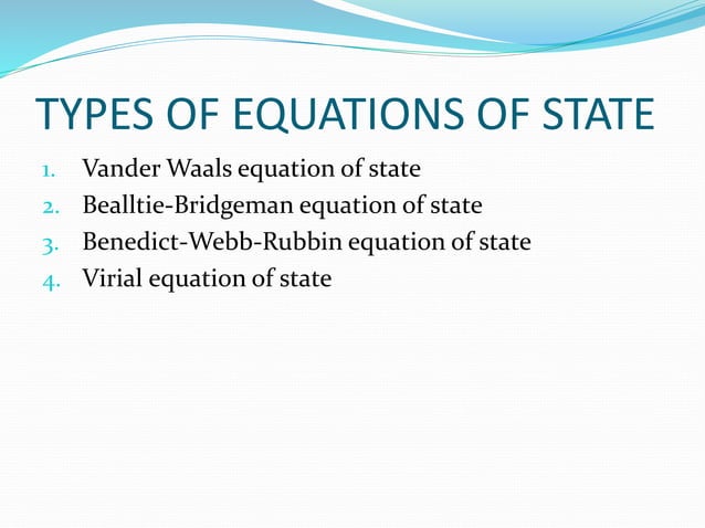 Equation of state2 | PPTX | Chemistry | Science