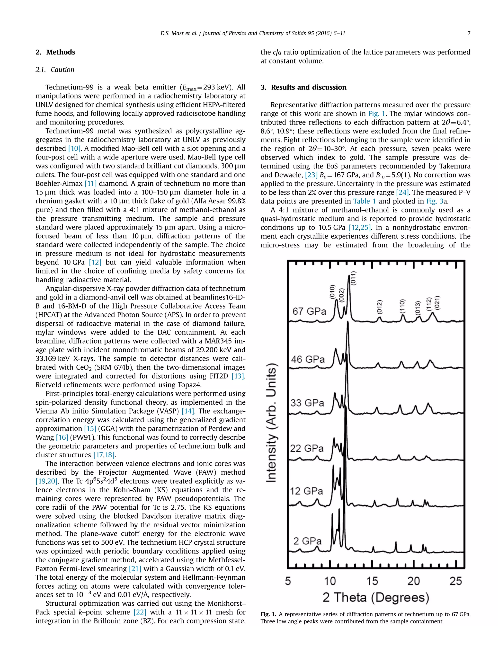 Equation of state for technetium from x‐ray diffraction and first ...
