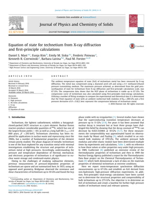 Equation of state for technetium from x‐ray diffraction and first ...