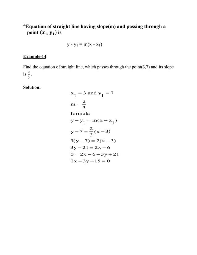 Equation of straight line | PDF