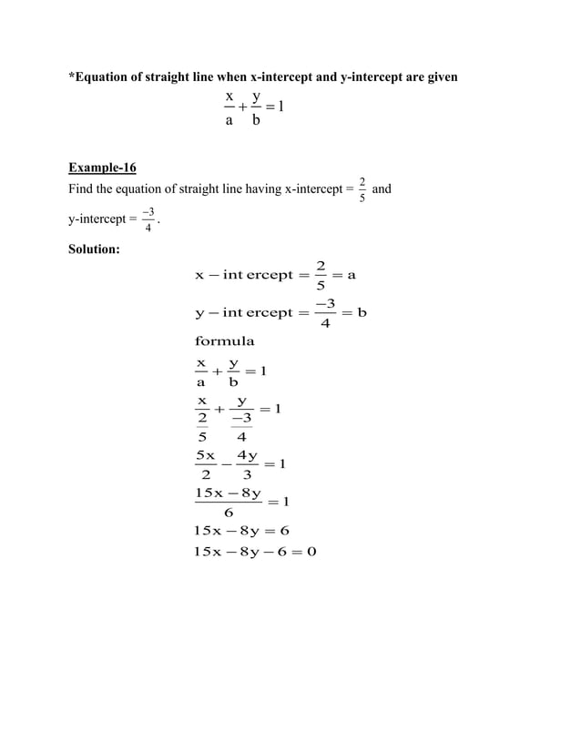 Equation of straight line | PDF