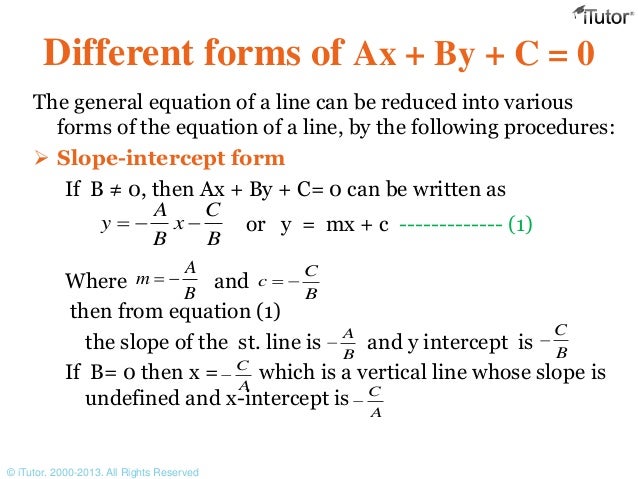 Equation of Strighjt lines