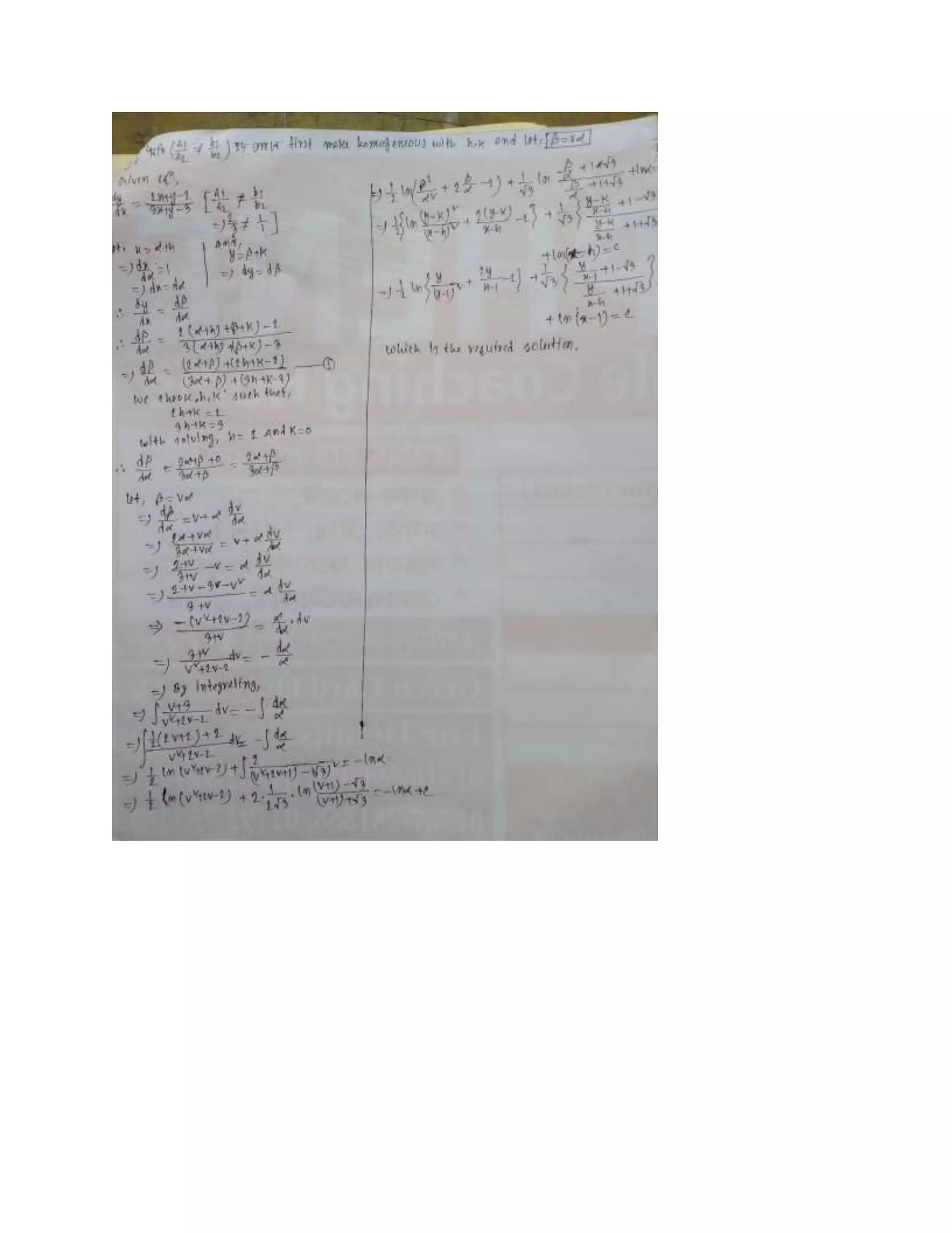 Equation reducible to homogeneous differential eqn | DOCX