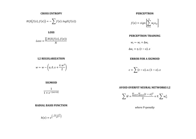 Some Equations for MAchine LEarning | PPT