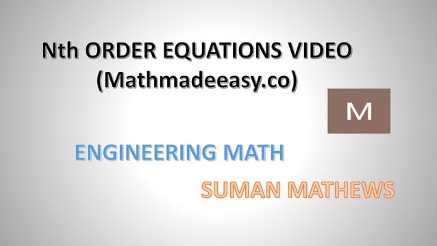 NTH ORDER DERIVATIVE (ENGINEERING MATH) | PPT