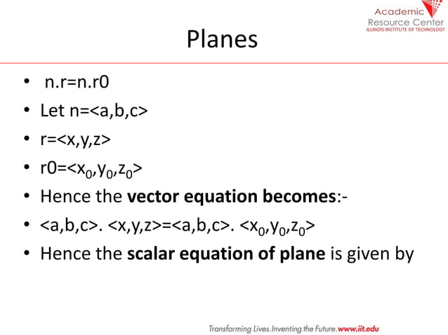 Equations lines planes | PPT