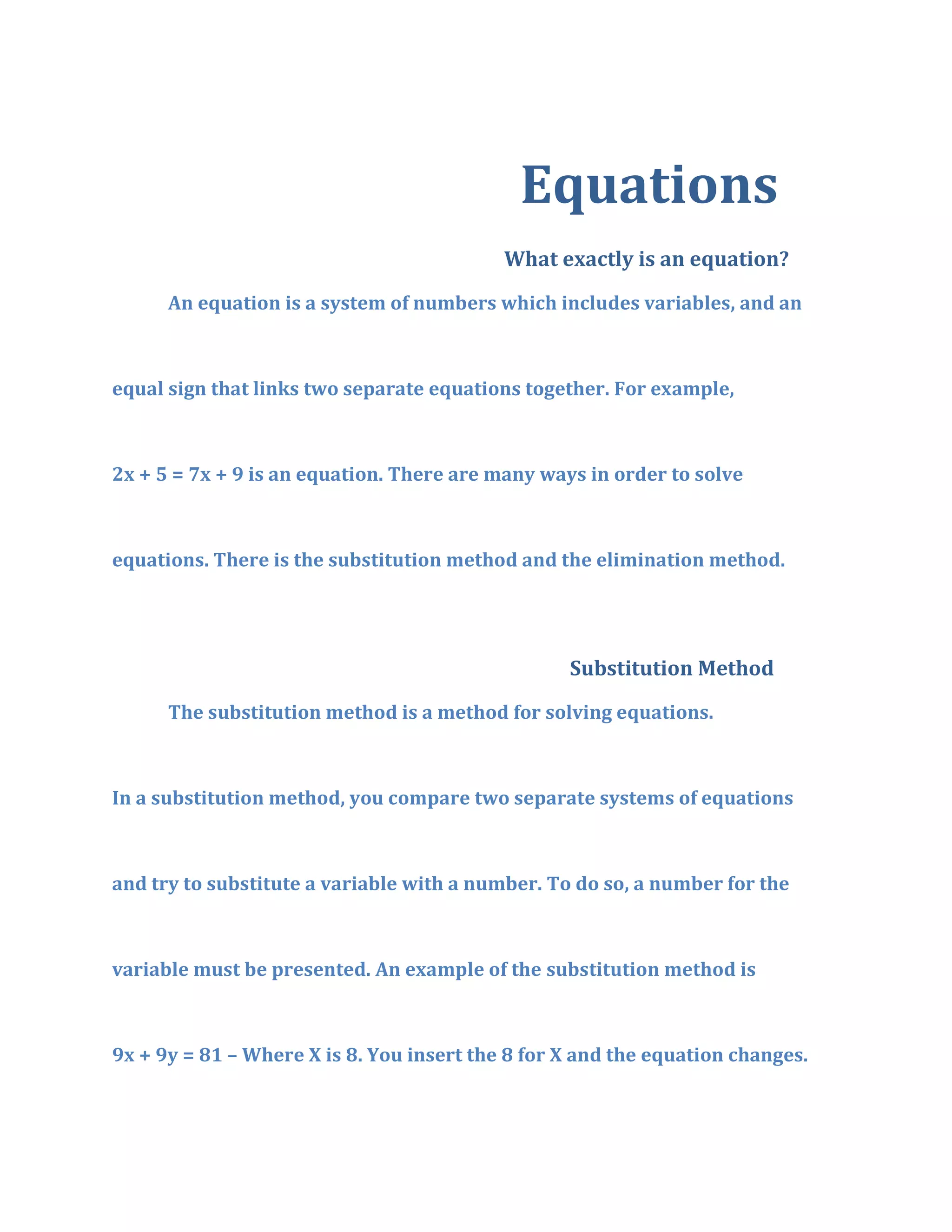 Equations math project | DOCX