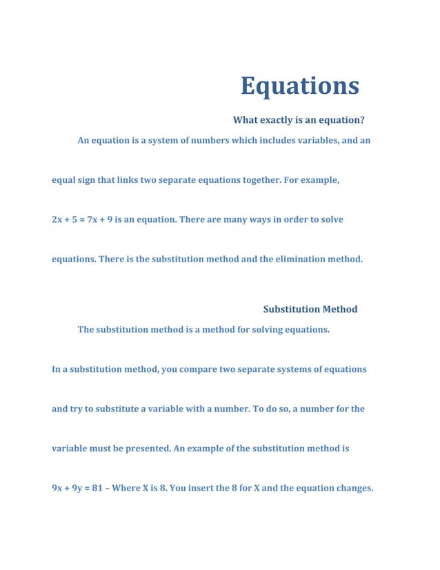 Equations math project | PDF
