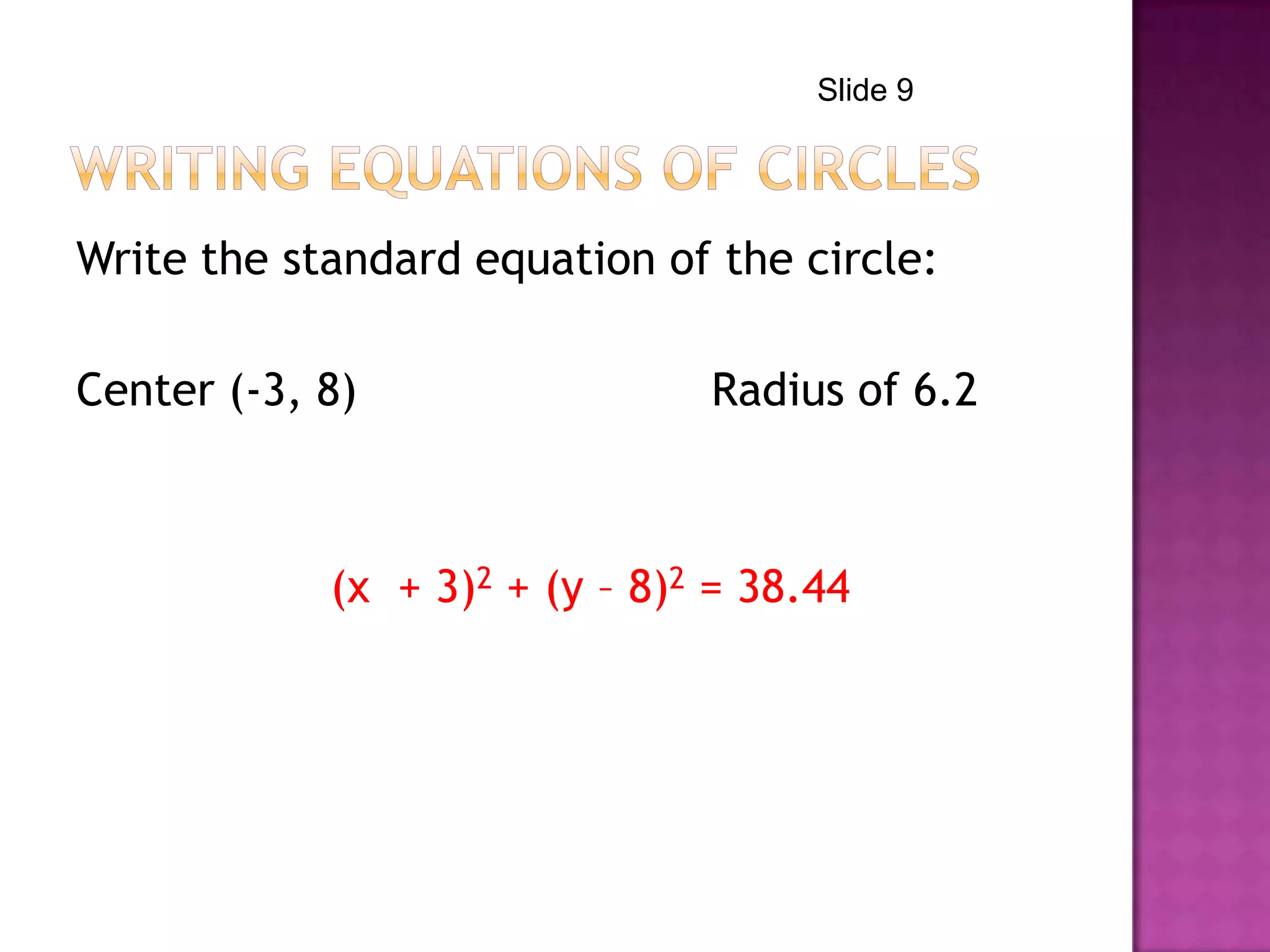 Equations of circles power point | PPTX