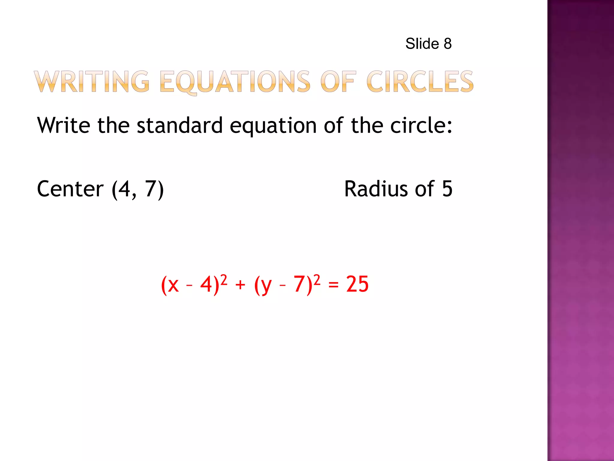 Equations of circles power point | PPTX