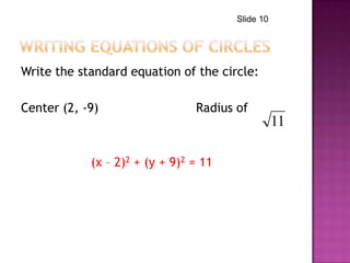 Equations of circles power point | PPTX