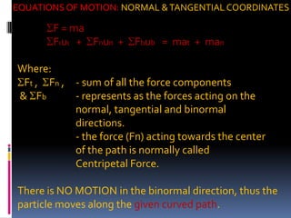 Equations of motion normal & tangential | PPTX | Physics | Science