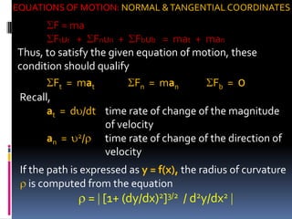 Equations of motion normal & tangential | PPTX | Physics | Science