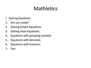 Linear Equations Year 8 | PPTX