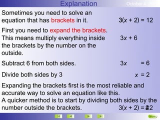 Equations with brackets | PPT