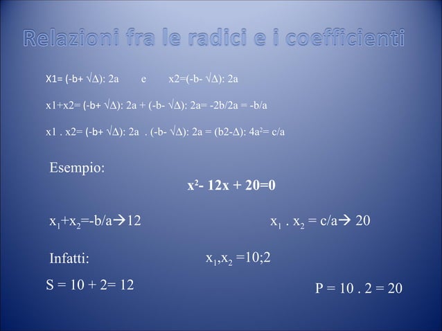 Le equazioni di secondo grado | PPT
