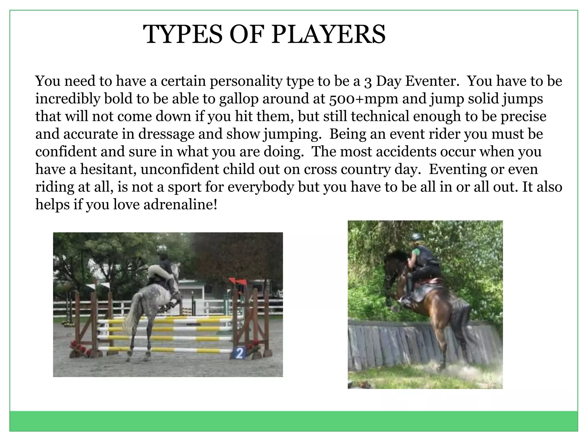 Equestrian 3 day eventing powerpoint | PPTX
