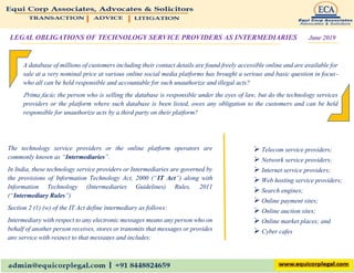 Legal Obligations of Technology Service Providers as Intermediaries | PDF