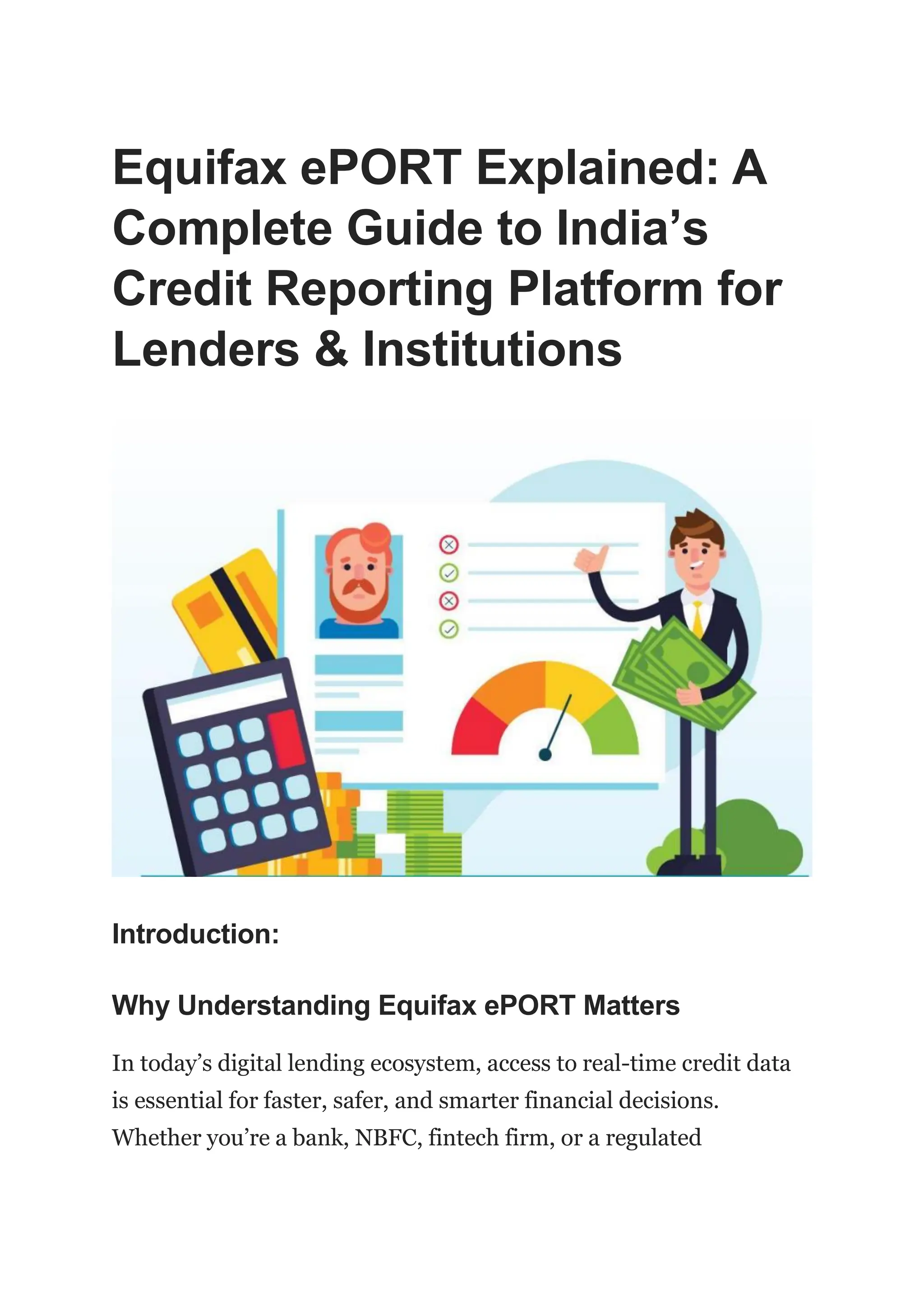 Equifax ePORT Explained: A Complete Guide to India’s Credit Reporting ...