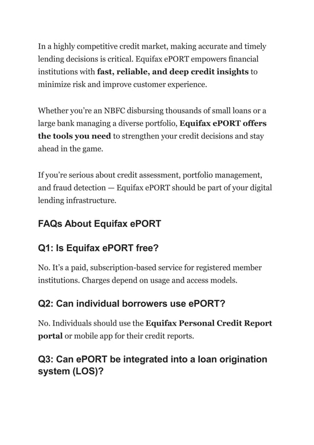 Equifax ePORT Explained: A Complete Guide to India’s Credit Reporting ...