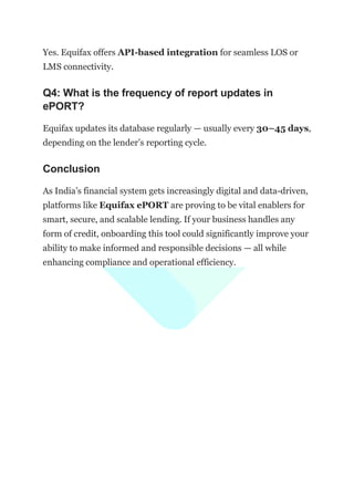 Equifax ePORT Explained: A Complete Guide to India’s Credit Reporting ...