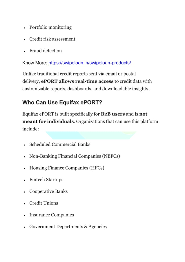 Equifax ePORT Explained: A Complete Guide to India’s Credit Reporting ...