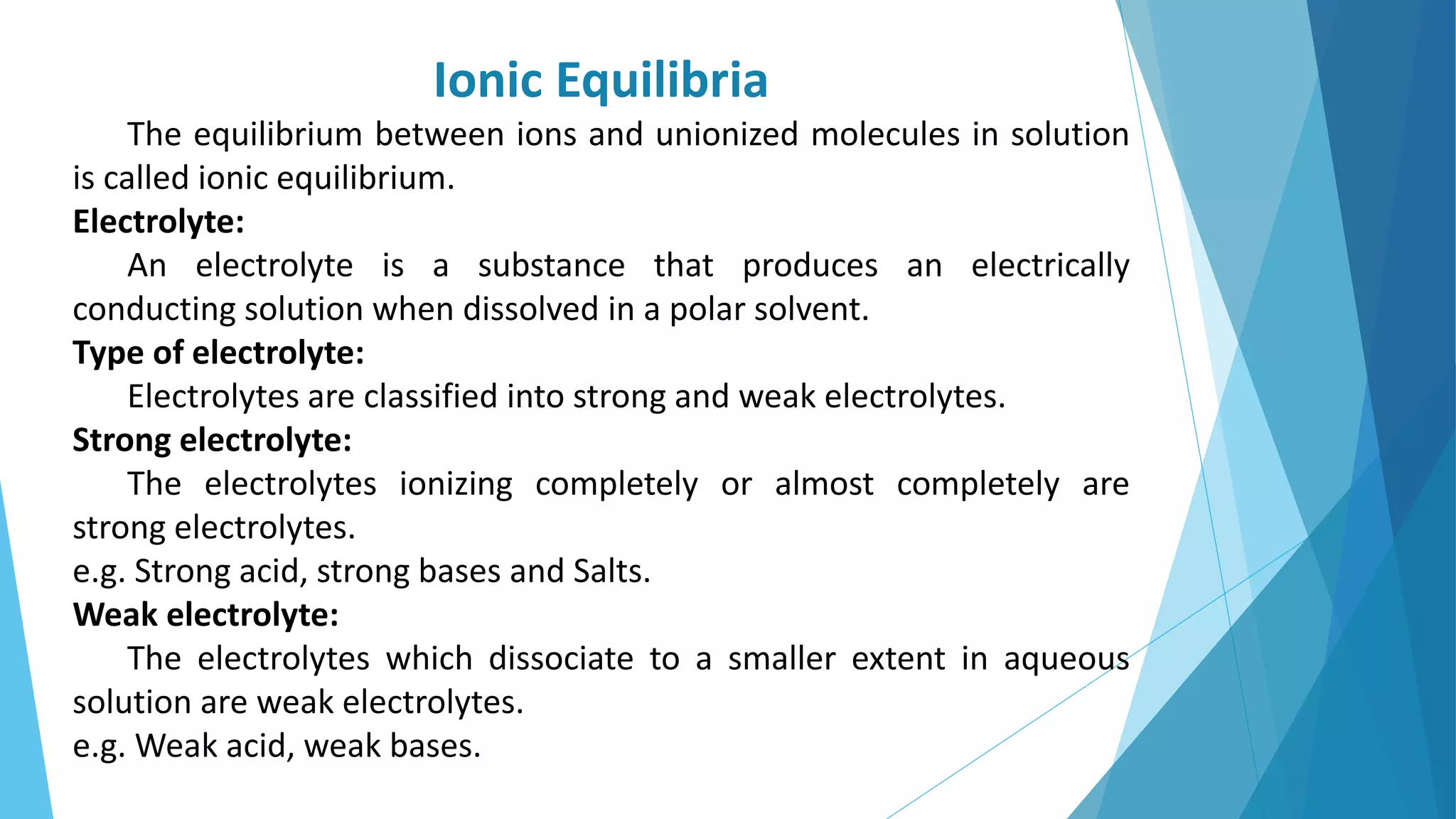 1st Lecture on Ionic Equilibria | Chemistry Part I | 12th Std | PPT 1st Lecture on Ionic Equilibria | Chemistry Part I | 12th Std | PPT
