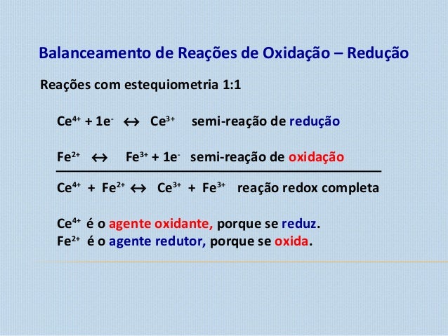 Equilibrio oxidação e redução