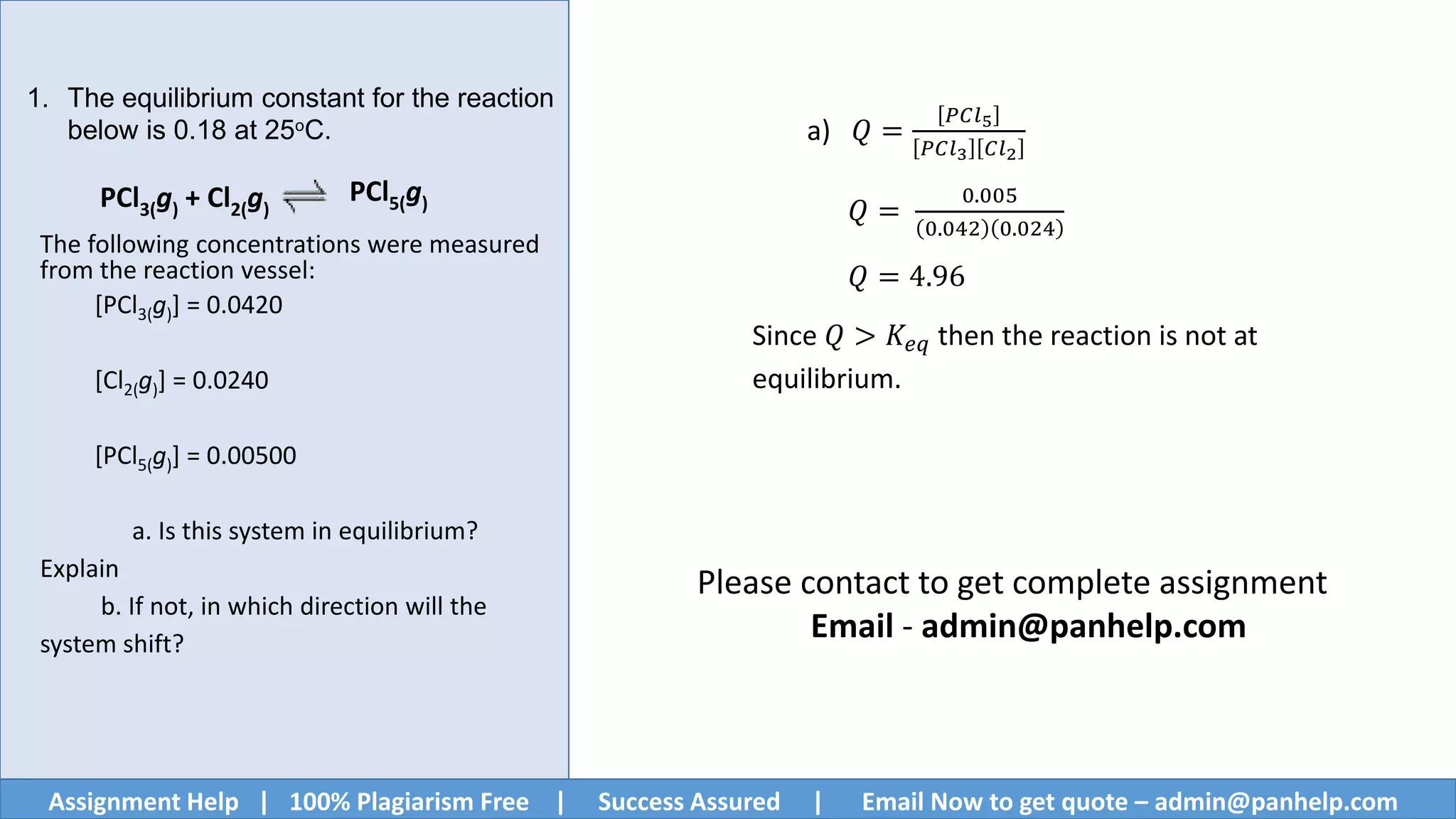 Equilibrium Assignment - Virtual High School (VHS) - SCH4U | PPT
