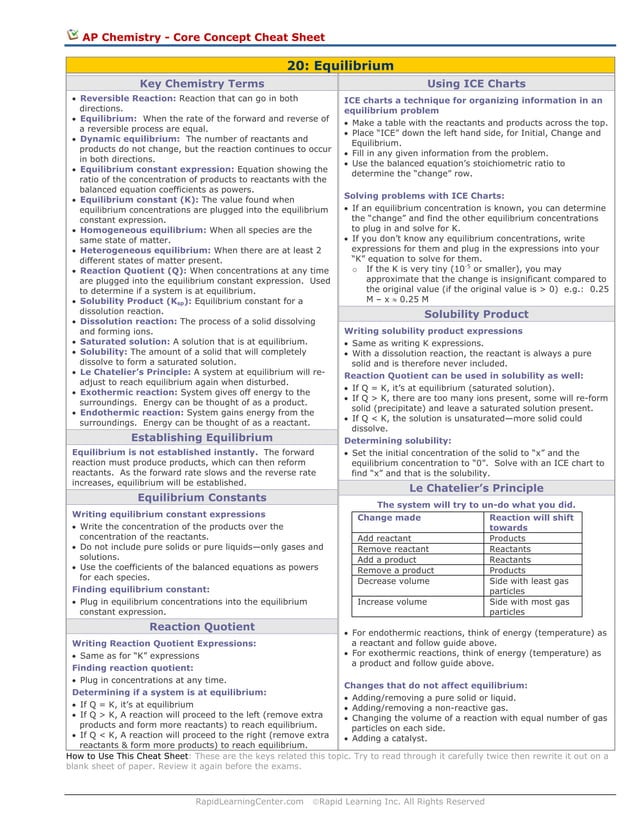 Equilibrium cheat sheet | PDF Equilibrium cheat sheet | PDF