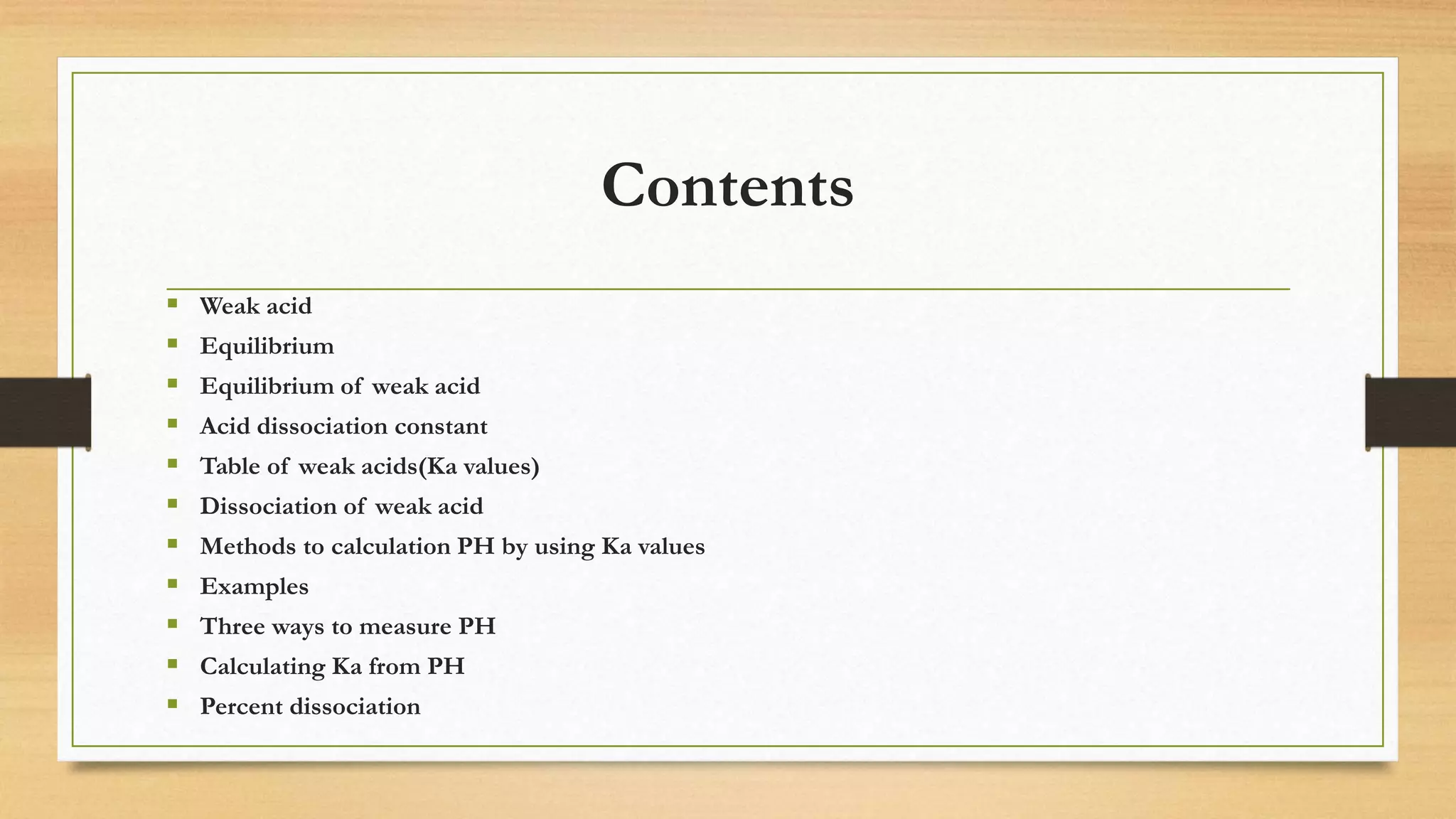 Equilibrium of weak acids | PPTX
